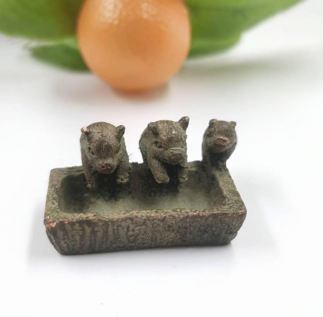 Retro Copper Art Little Pigs Statue,luck Anmimal Sculpture,small Pig ...