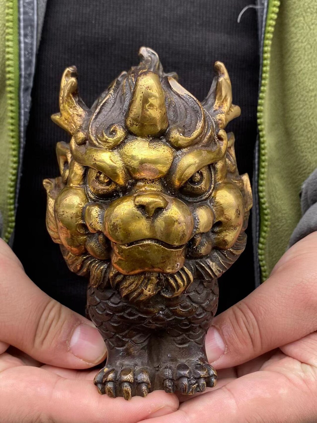 Copper Chi Lin Qilin Statue,feng Shui Foo-dogs Lion Temple Guardian ...