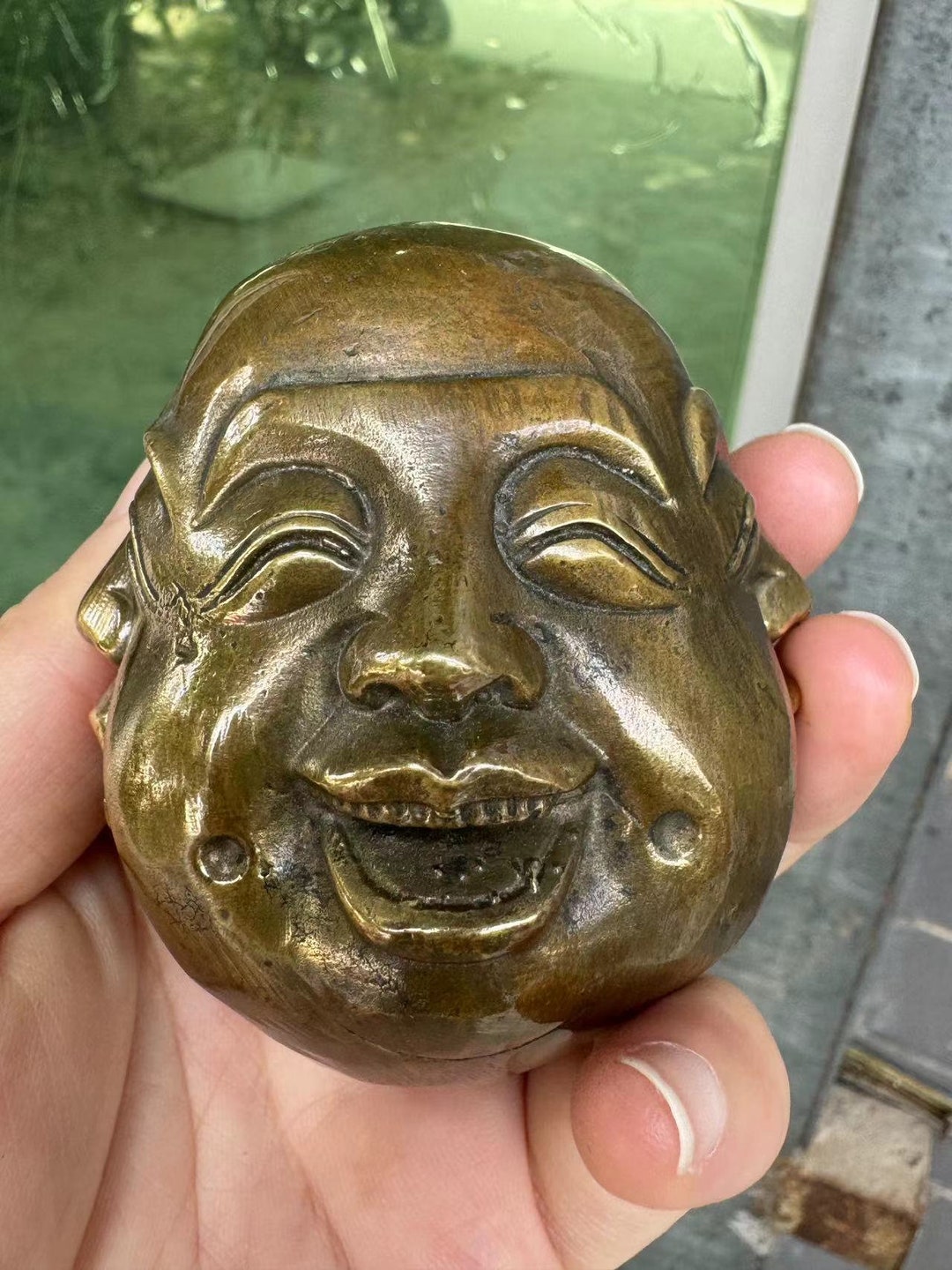 Four Faces Copper Buddha Head Sculpture Vintage Copper Happy Laugh ...