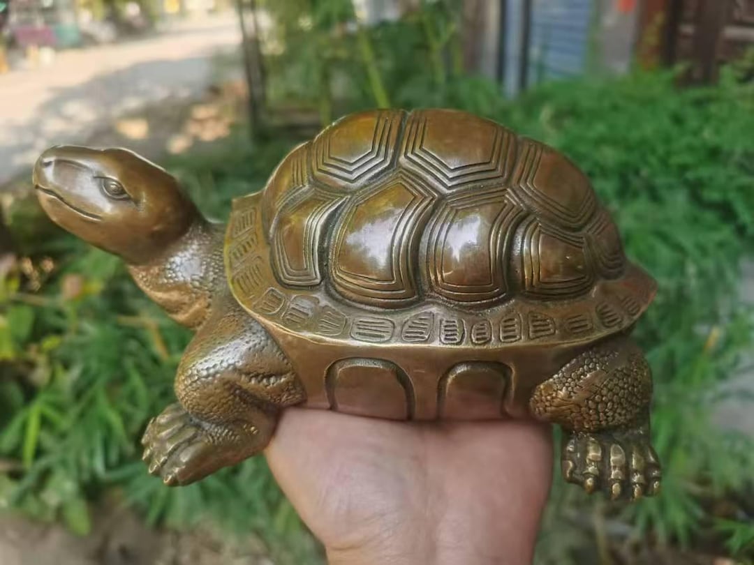 Vintage Copper Turtle Statue, Fortune Lucky Statue Home Retro Decor ...