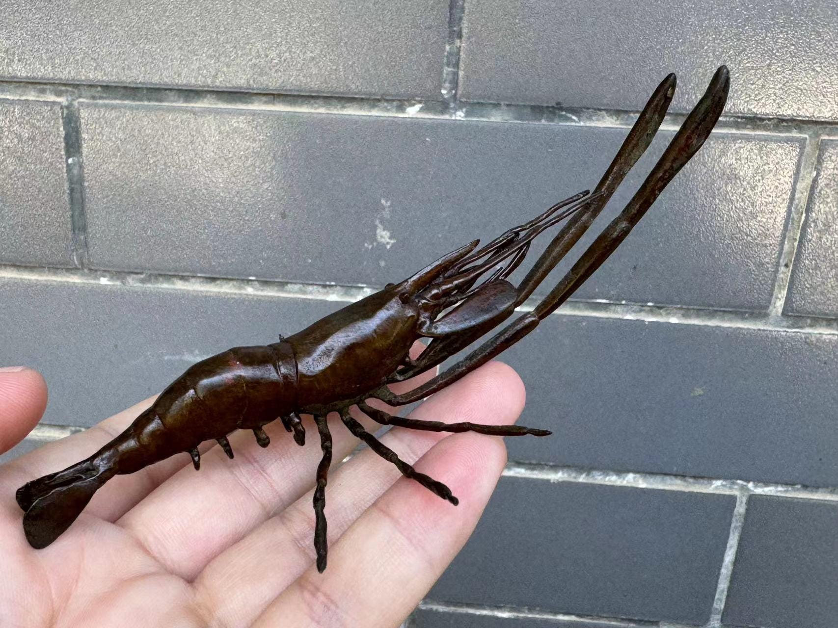 Vintage Copper Shrimp Figure Japanese Antique Metal Sea Animal Artisan ...