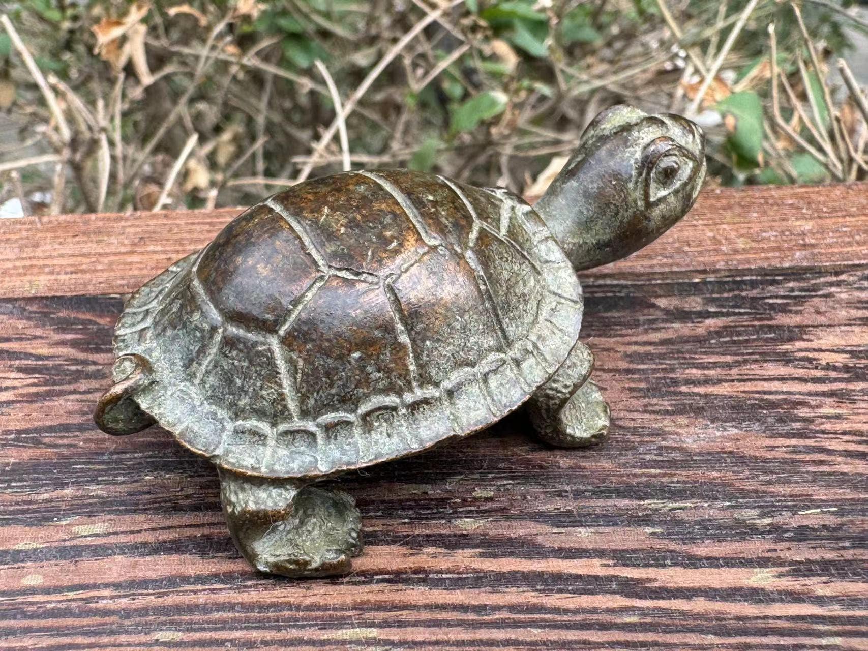 Copper Turtle Statue Tank Decor Tea Pet Collectible Feng Shui Ornaments ...