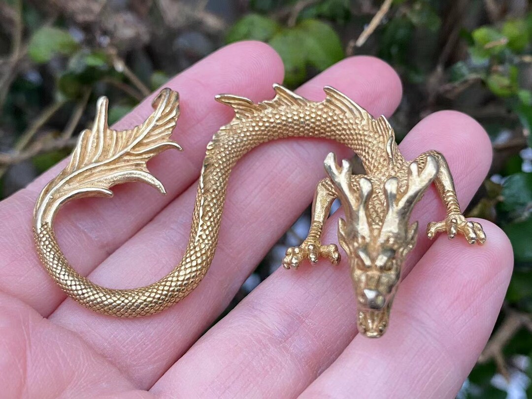 2copper Metal Cast Copper Dragon Sculpture Antiqued Small Ornament ...