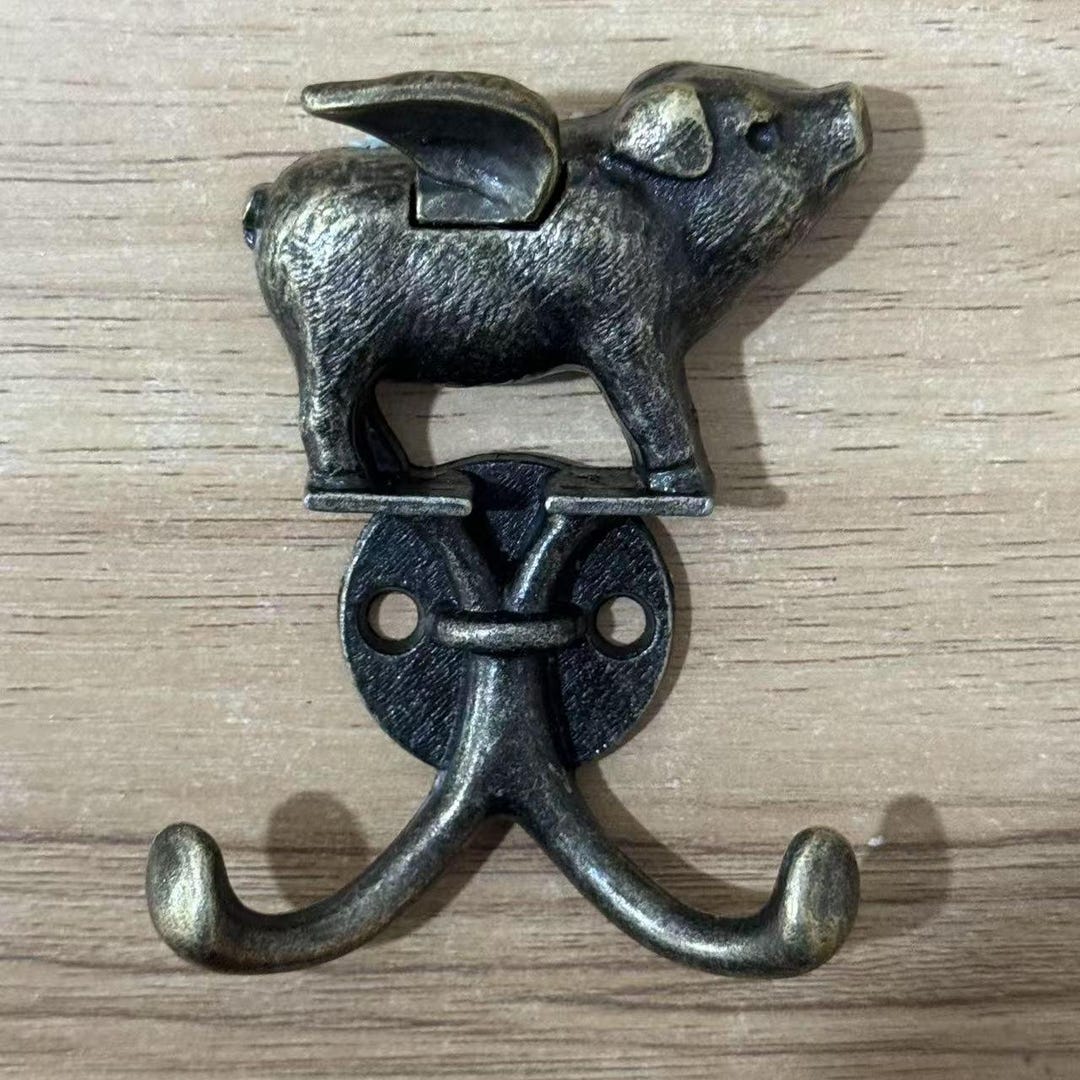 Vintage Pig Statue Cast Iron Single Wall Hook Key Towel Coat Hanger ...