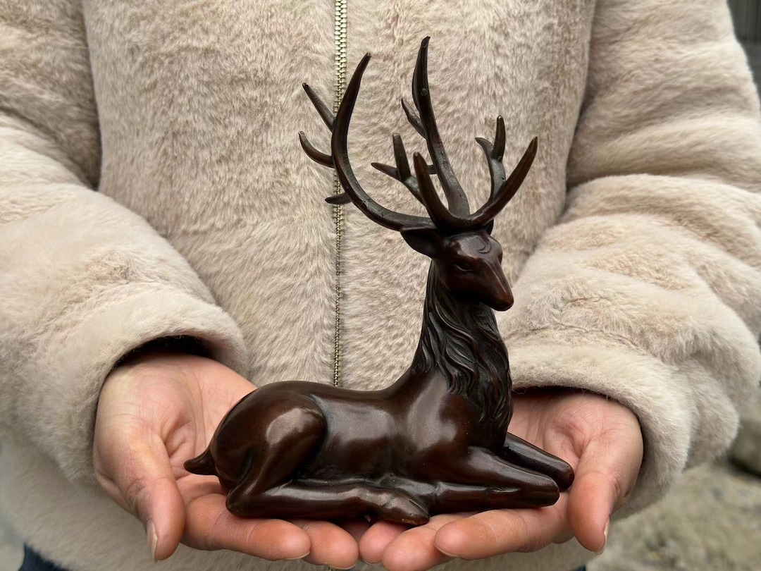 Copper Deer Statue Office Desk Animal Figurine Sculpture,feng Shui ...