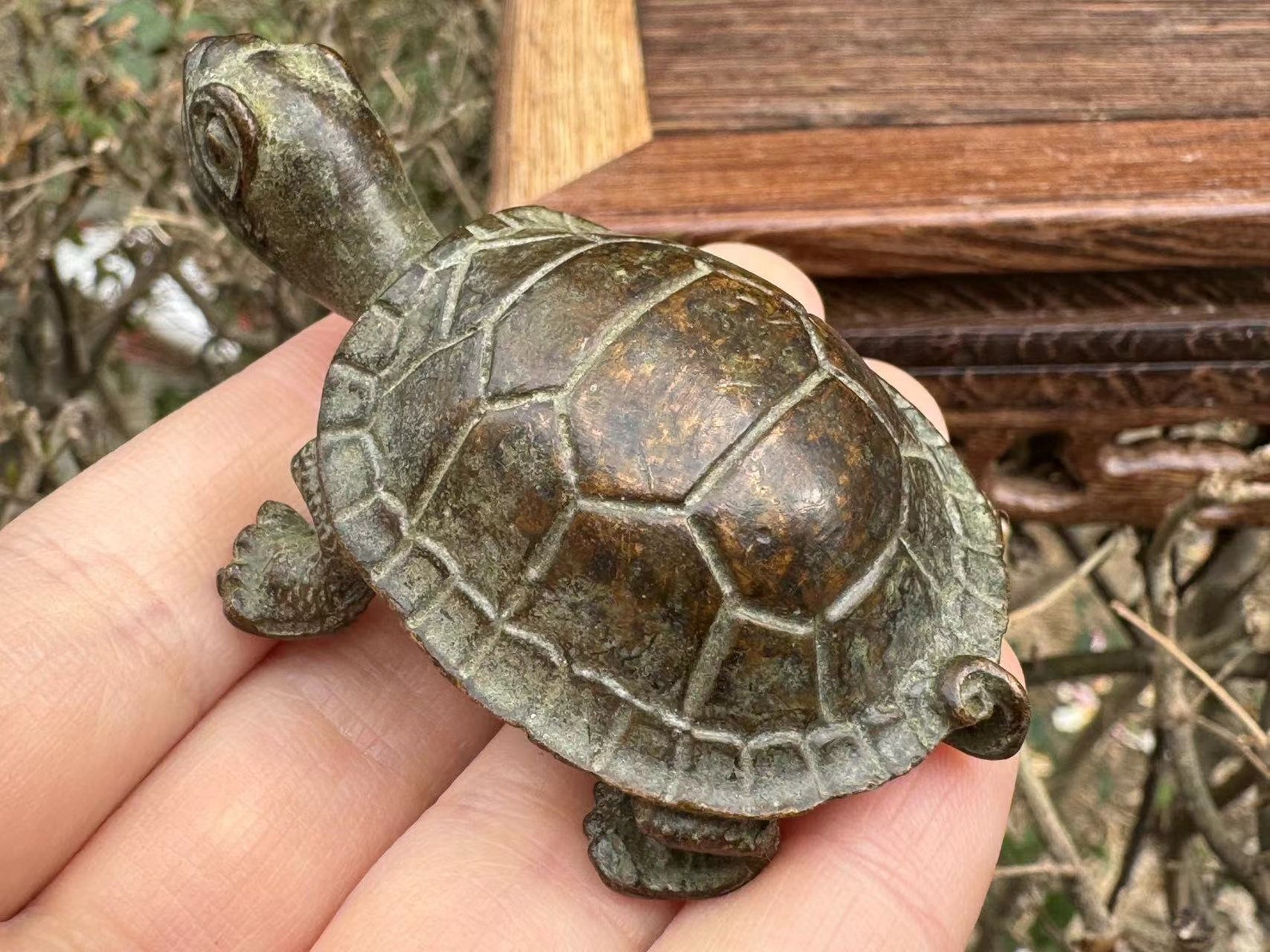 Copper Turtle Statue Tank Decor Tea Pet Collectible Feng Shui Ornaments ...