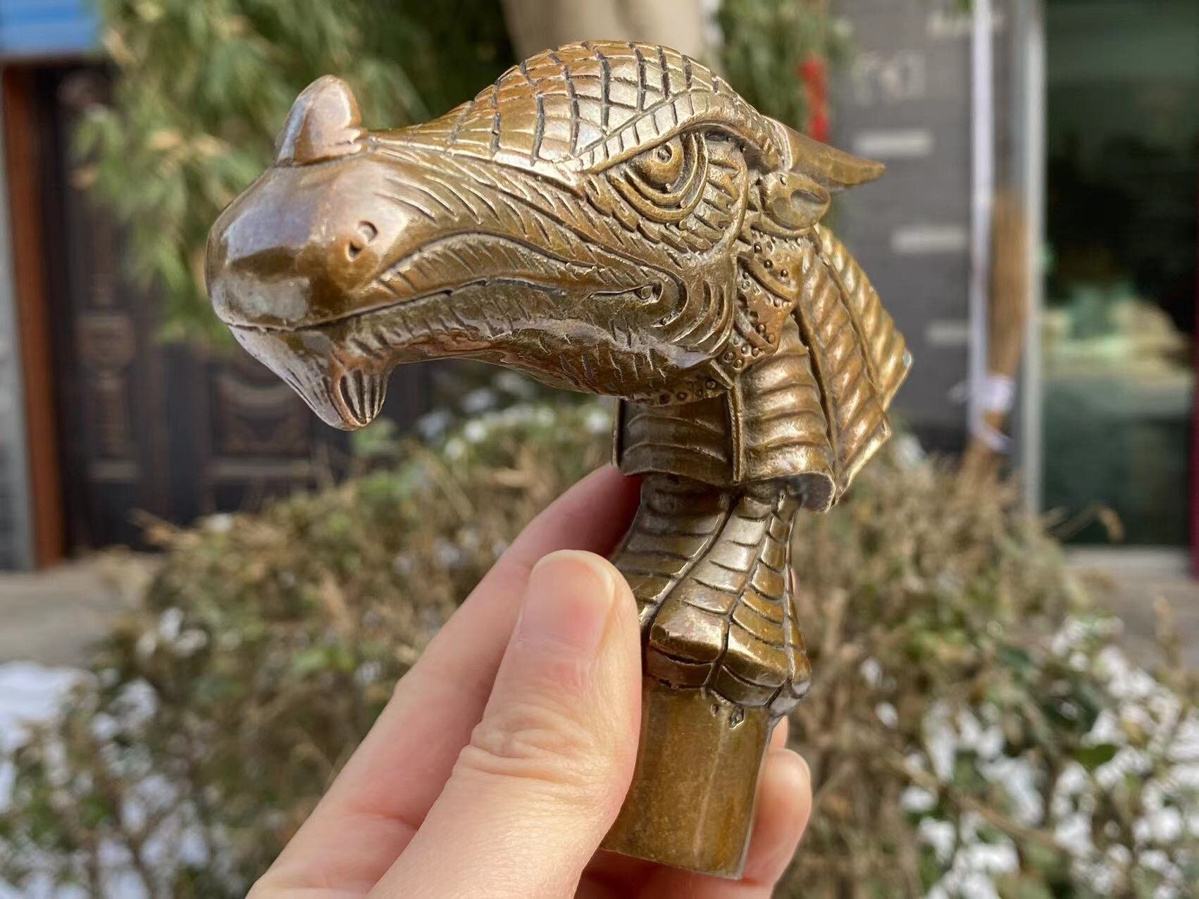 Vintage Copper Dragon Head Cane Walking Stick,fengshui Brass Hand ...