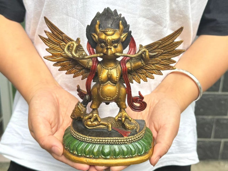 Tibet Copper Winged Bird Buddha Da Peng Eagle Offering Buddhist Spread Wings Dapeng Bird Statue ...