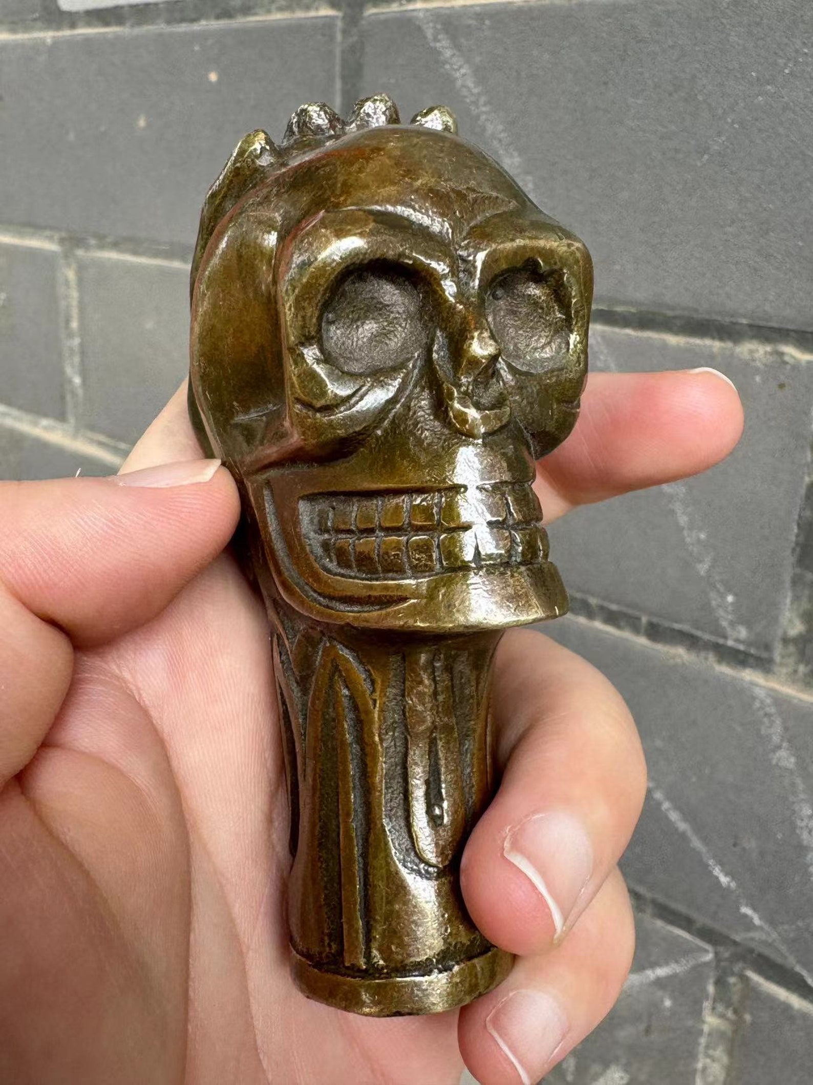 Vintage Copper Cane Walking Stick,fengshui Brass Hand Carved Crutch ...