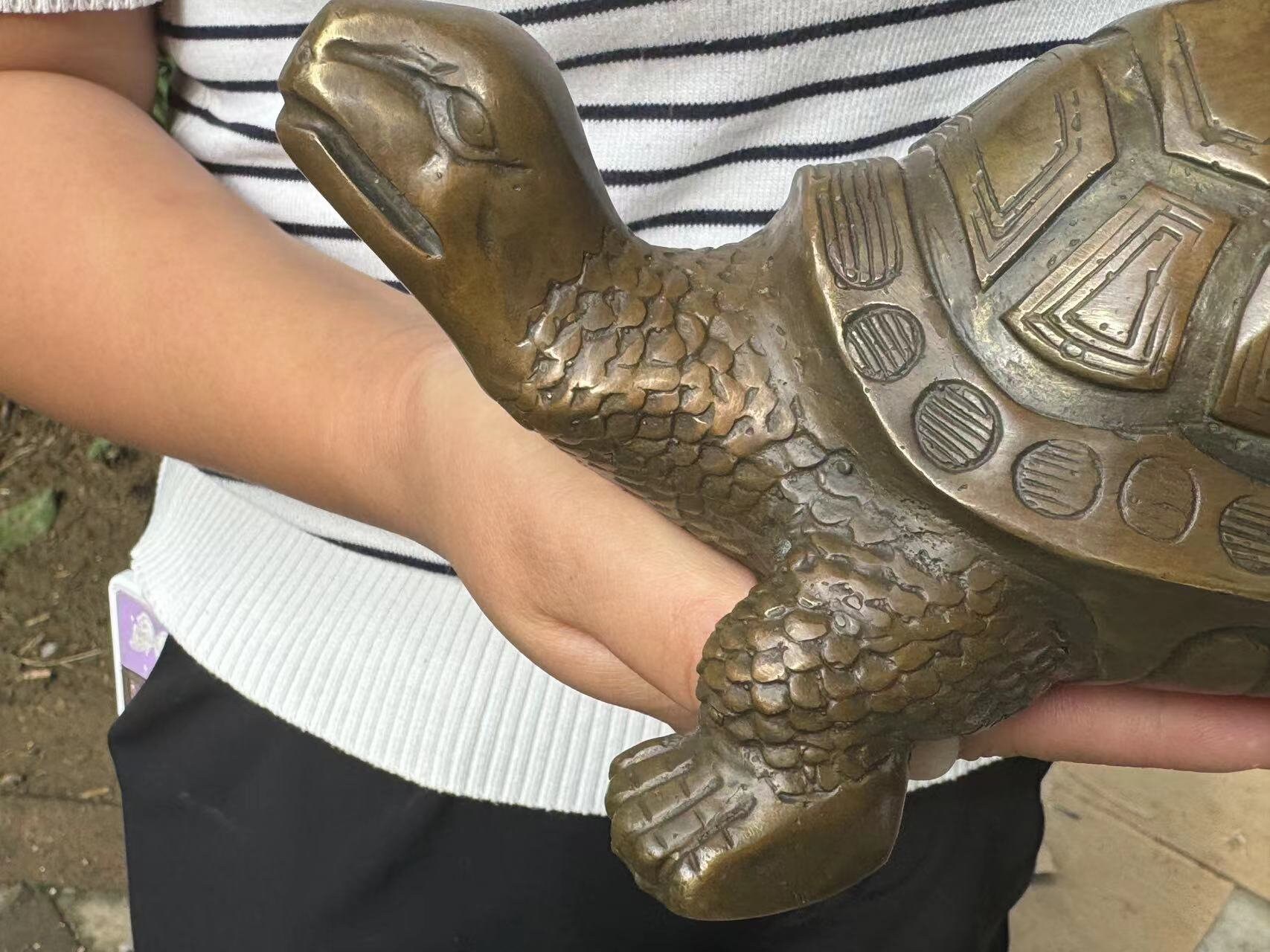 Vintage Copper Turtle Statue,fortune Lucky Figures for Home Retro Decor ...