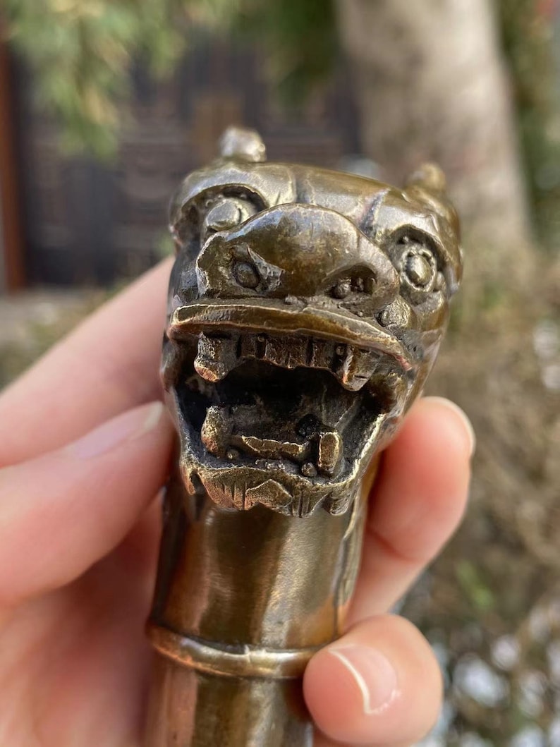 Vintage Copper Dragon Head Cane Walking Stick,fengshui Brass Hand ...