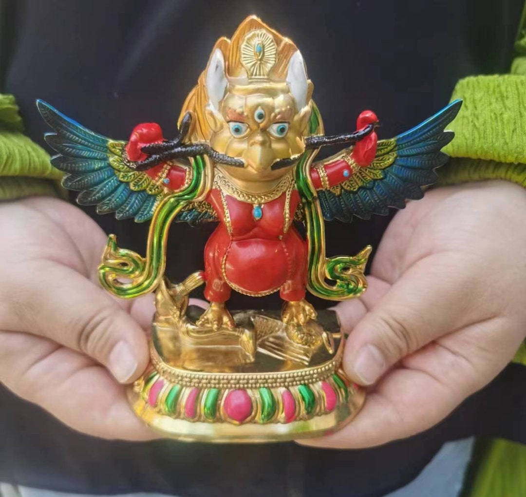 Copper Buddhist Spread Wings Dapeng Bird Statue , Protection Guardian ...