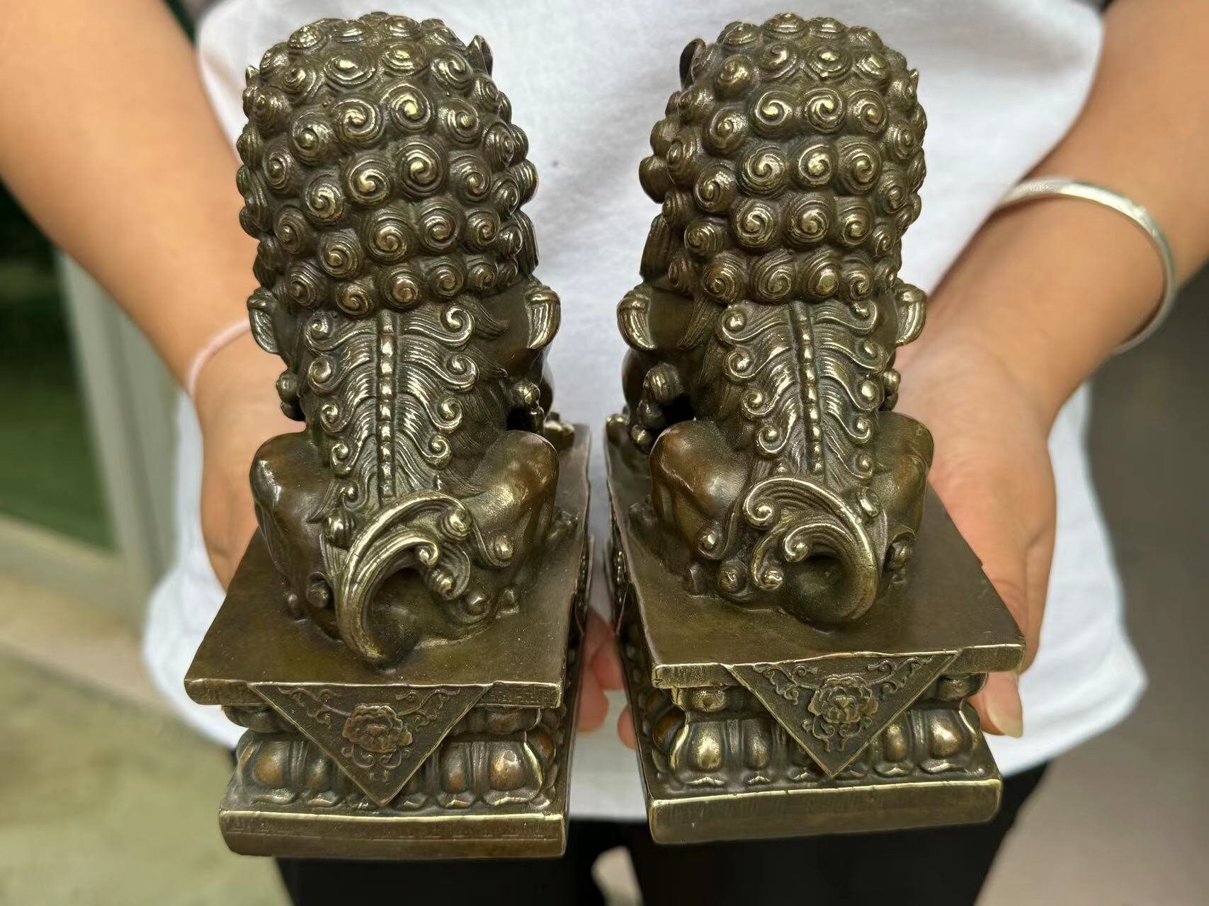 Pair Wealth Pixiu Statue Feng Shui Decor Kirin Pi Yao, Copper Kylin ...