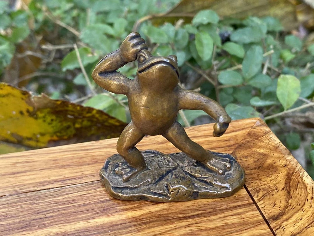 Red Copper Metal Cast Copper Frog Sculpture Antiqued Small Ornament ...