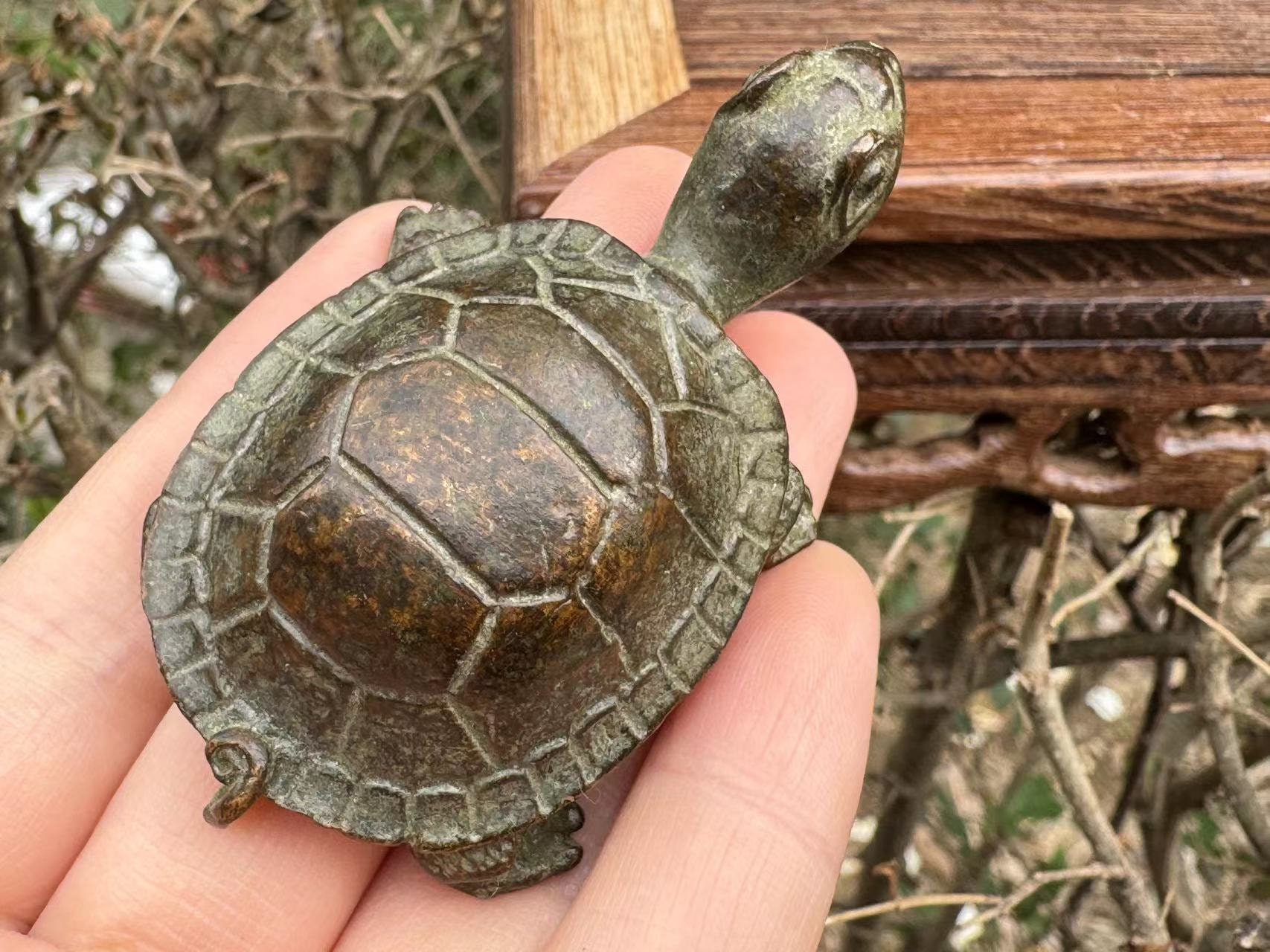 Copper Turtle Statue Tank Decor Tea Pet Collectible Feng Shui Ornaments ...