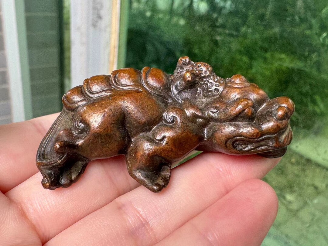 Mini Copper Fengshui Pixiu Statue,foo-dogs Lion Temple Guardian Qilin ...