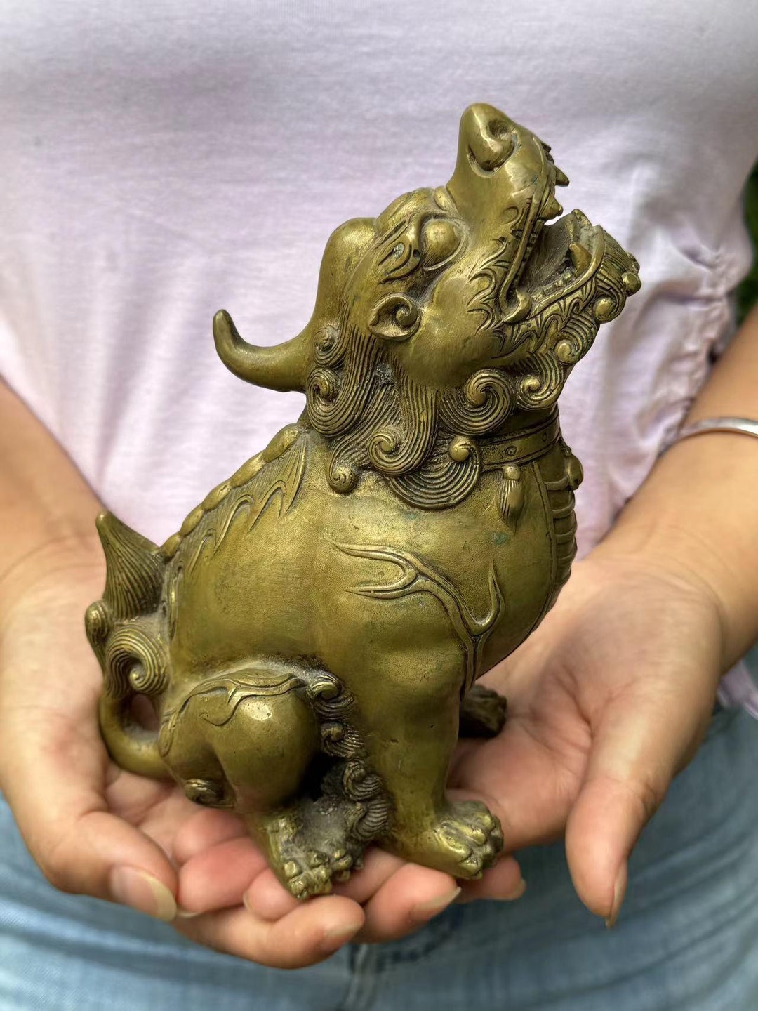 Feng Shui Copper Pi Yao/pi Xiu for Wealth Good Luck Figurine, Winged ...