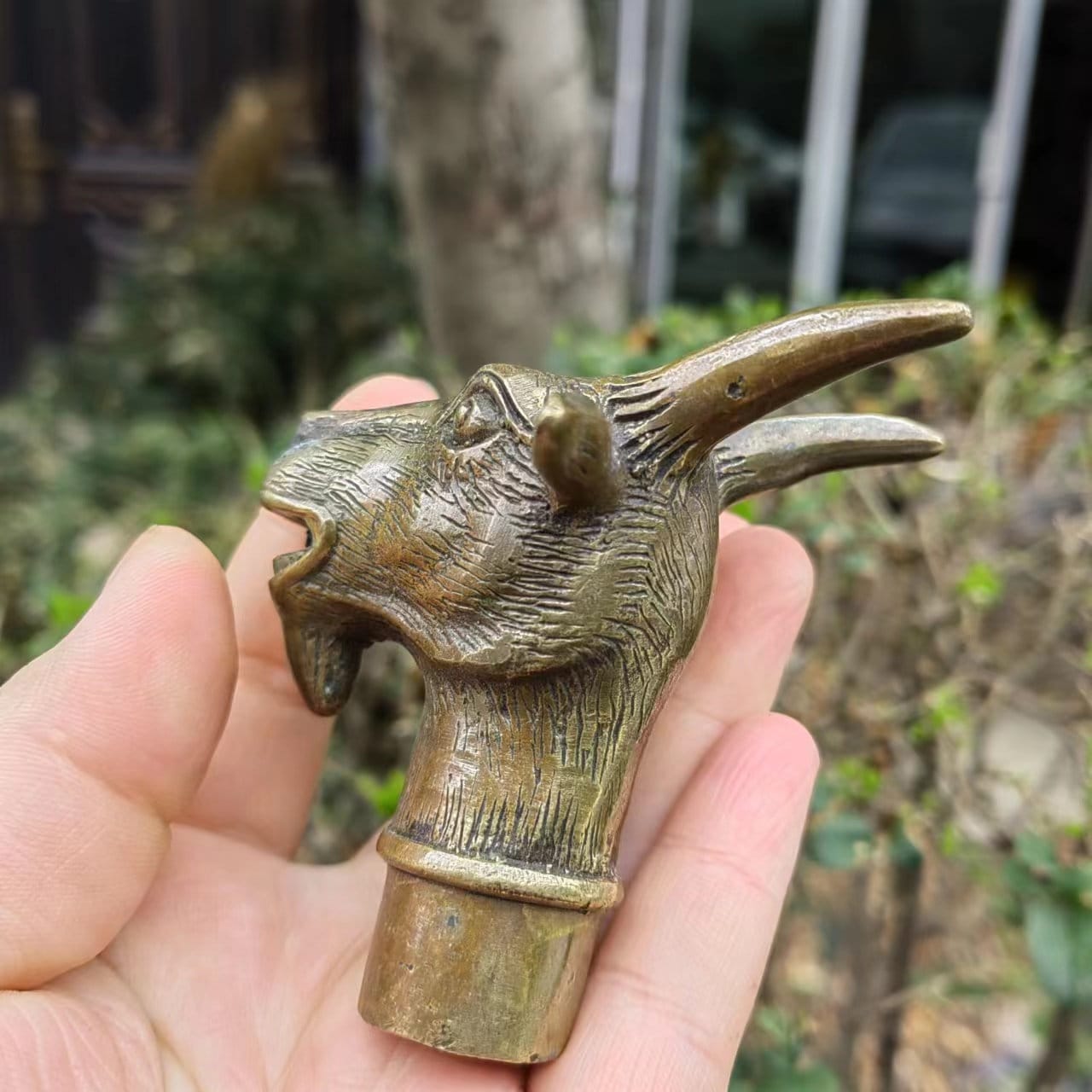 Vintage Copper Sheep Cane Walking Stick Head,brass Hand Carved Solid ...