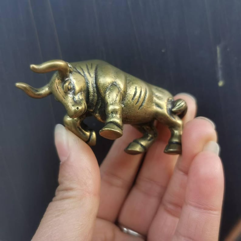 Copper Wall Street Bull Statue Sculpture ,copper Mini Ox Statuette ...