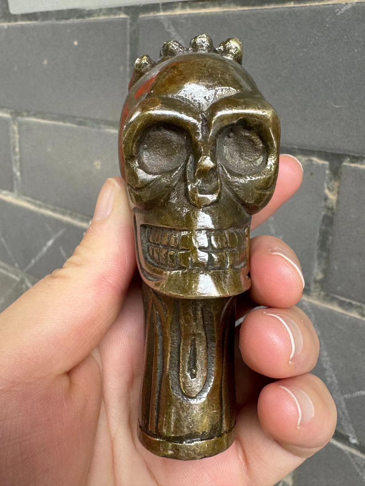 Vintage Copper Cane Walking Stick,fengshui Brass Hand Carved Crutch ...