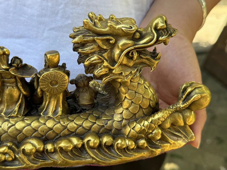 Copper Boat Sculpture Auspicious Beast Wealth Good Fortune Sailboat ...