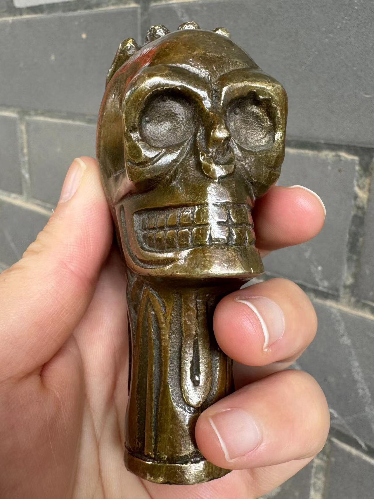 Vintage Copper Cane Walking Stick,fengshui Brass Hand Carved Crutch ...