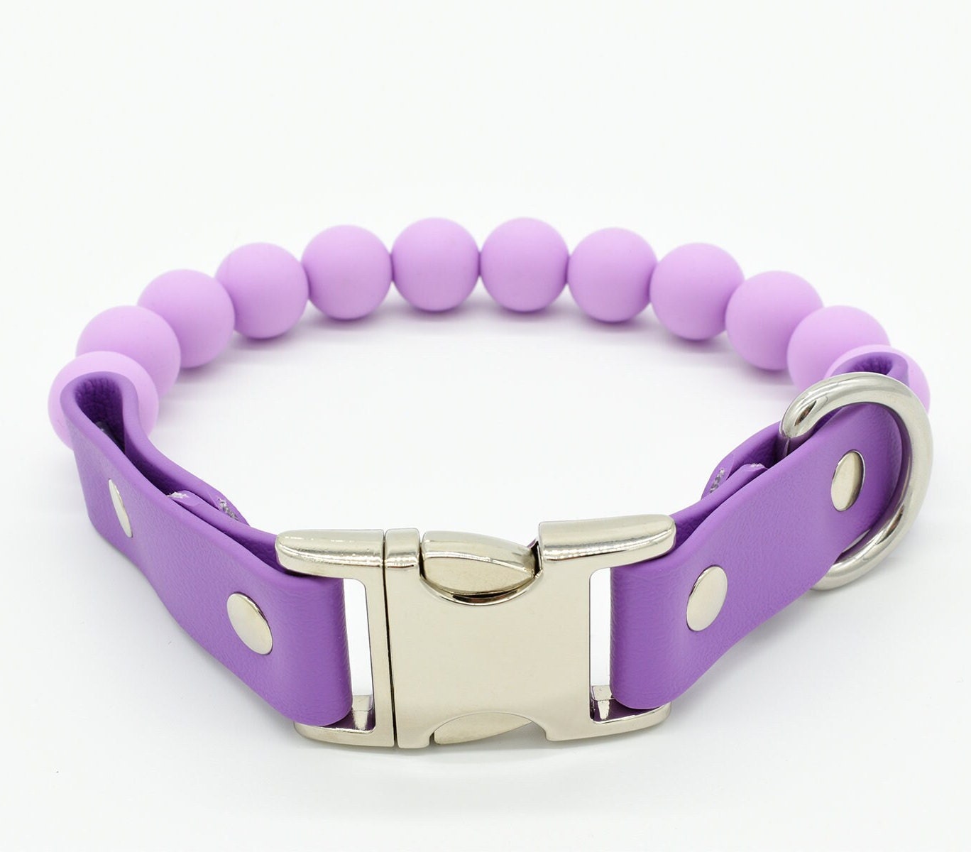 Stylish Purple Silicone Beads Dog Collar With Hypoallergenic and ...
