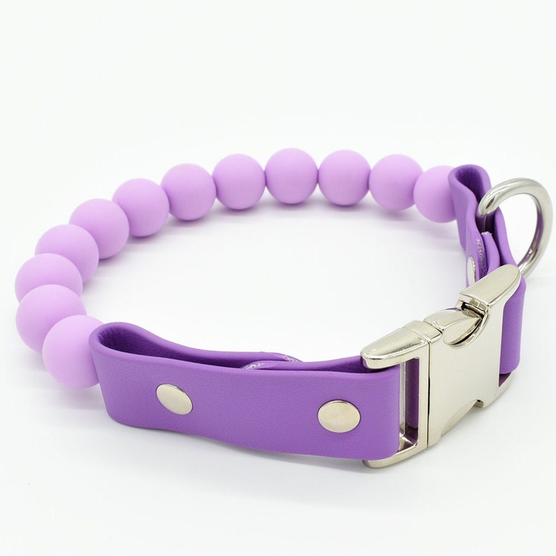 Stylish Purple Silicone Beads Dog Collar With Hypoallergenic and ...