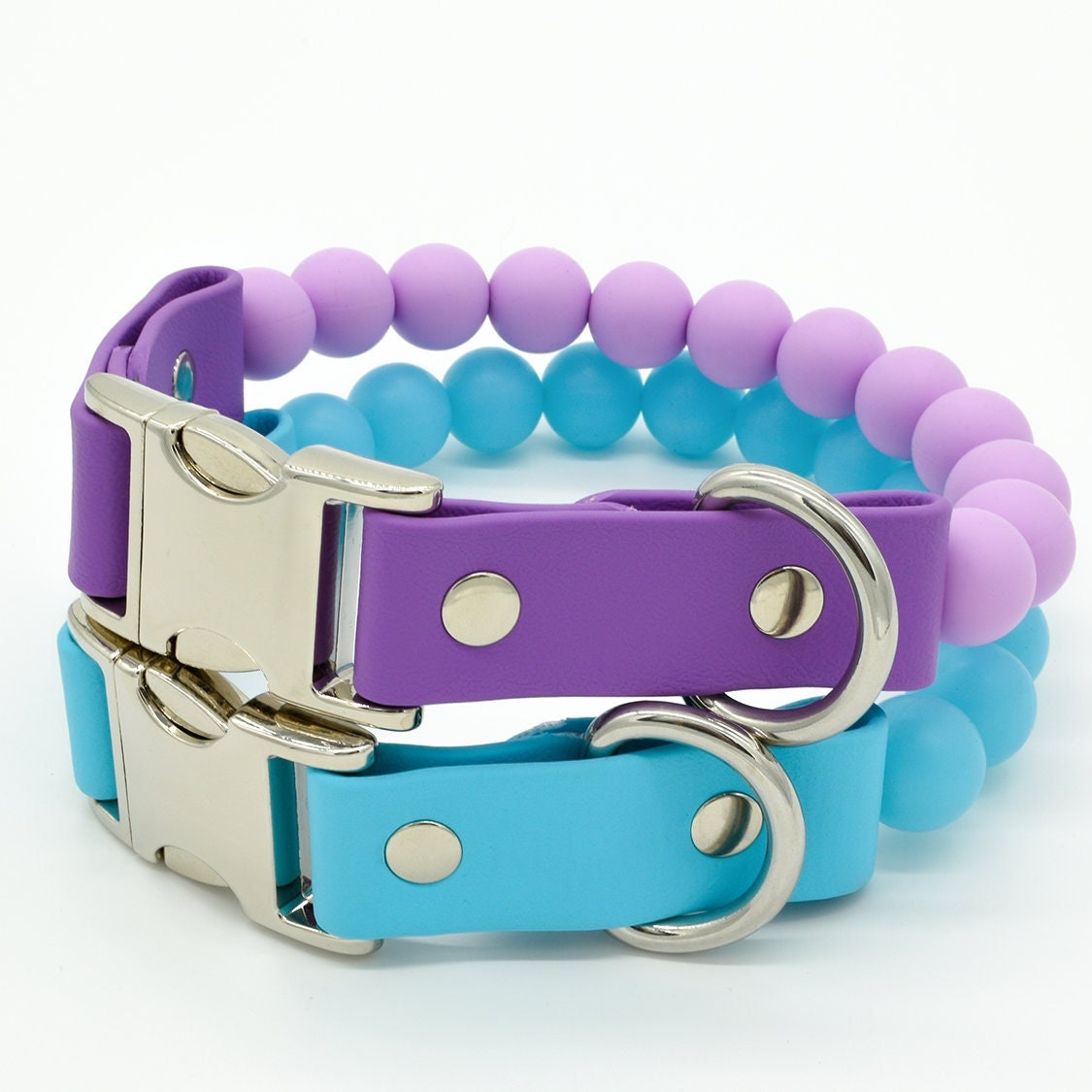 Stylish Purple Silicone Beads Dog Collar With Hypoallergenic and ...