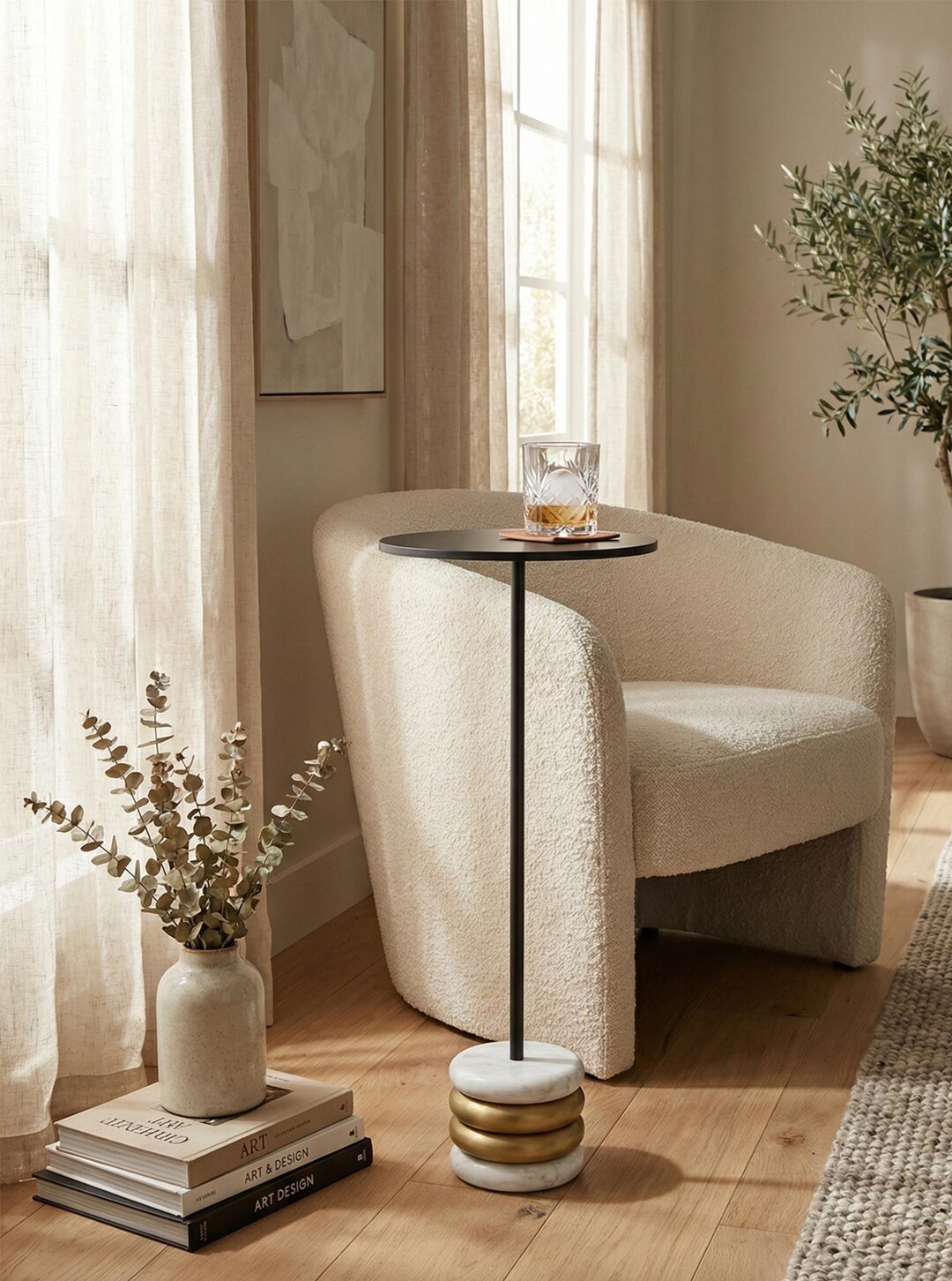 Ada Drink Table: Modern Marble Cocktail Tables With Unique Base - Etsy
