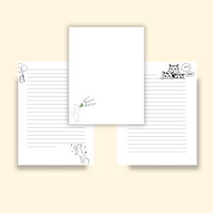 Printable Stationery, Printable Paper With Cat, Writing Paper, Cat ...