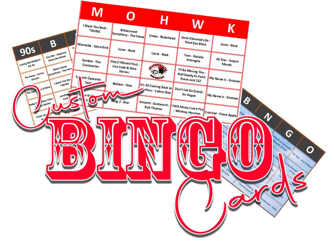 100 UNIQUE Custom Bingo Cards - Etsy