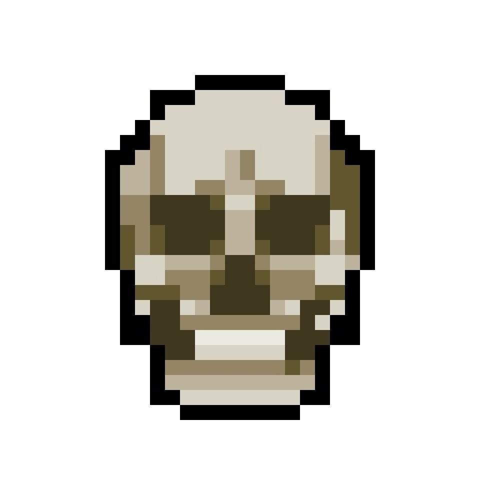 Minecraft Skeleton Head Pixel Art