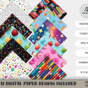 Back to School Digital Papers, Teacher Patterns, Back to School Pattern ...