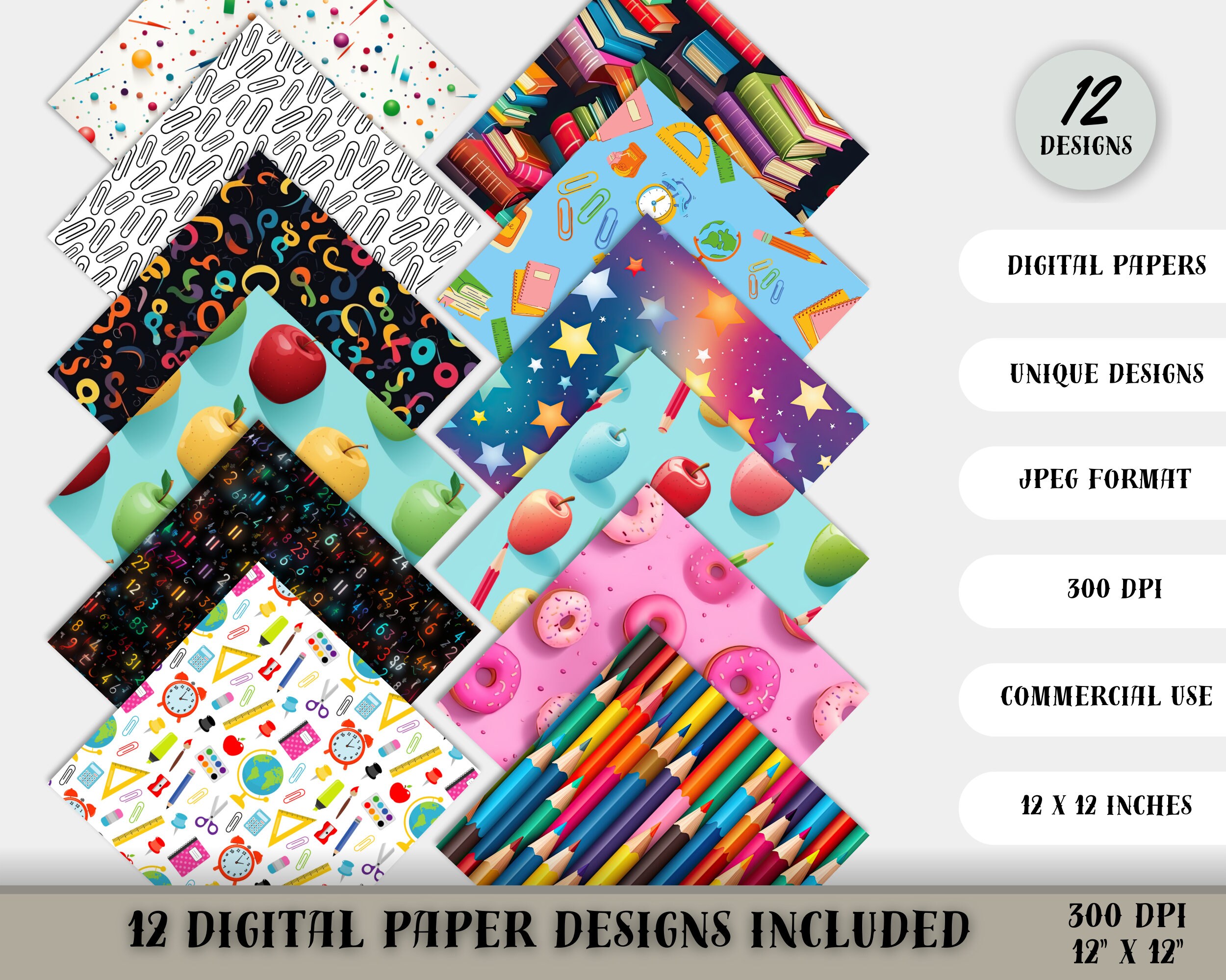 Back to School Digital Papers Teacher Patterns Back to - Etsy