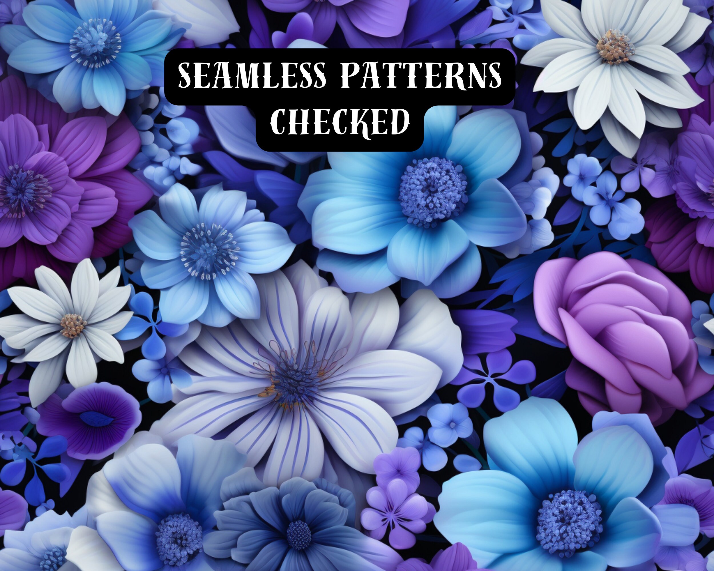3D Floral Digital Papers, Seamless Patterns, Commercial Use, 12 Designs ...