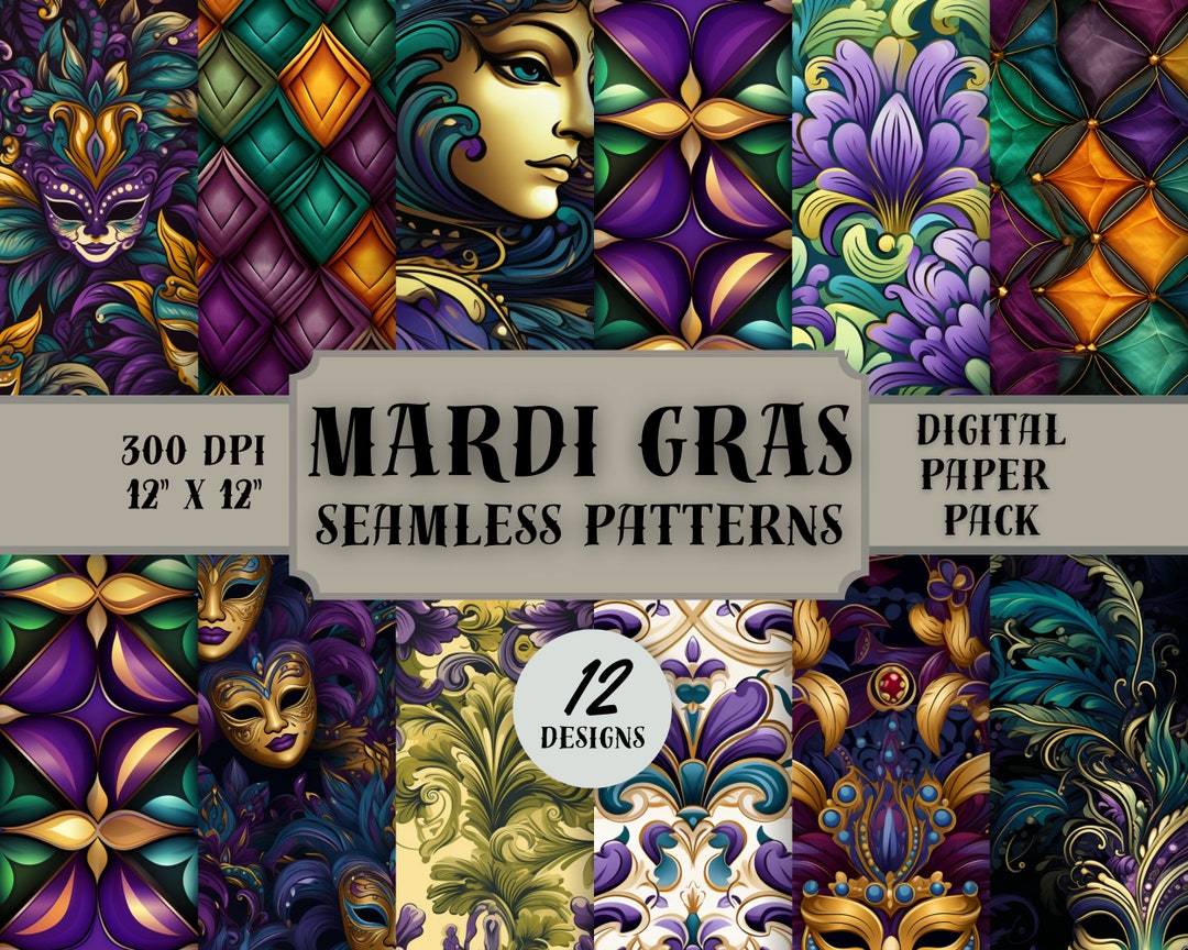 Mardi Gras Seamless Patterns, Fleur Di Lis Argyle Patterns, Carnival ...