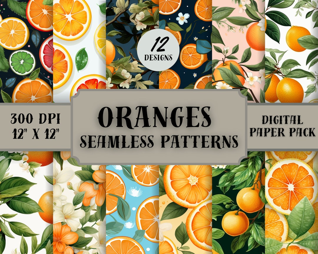 Oranges Digital Paper, Orange Scrapbook Papers, Watercolor Orange ...