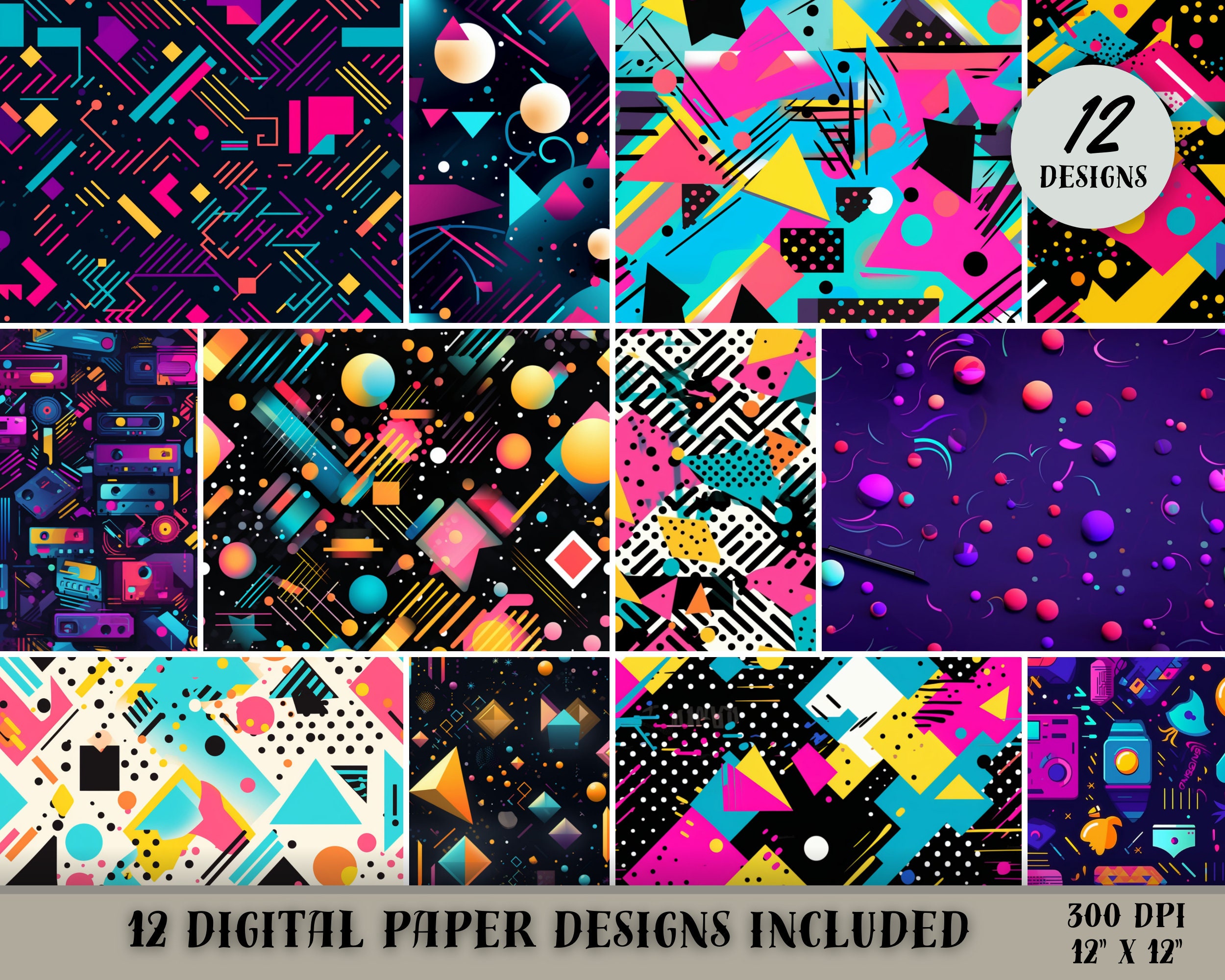80's & 90's Seamless Patterns, Eighties/nineties Patterns, Scrapbooking ...