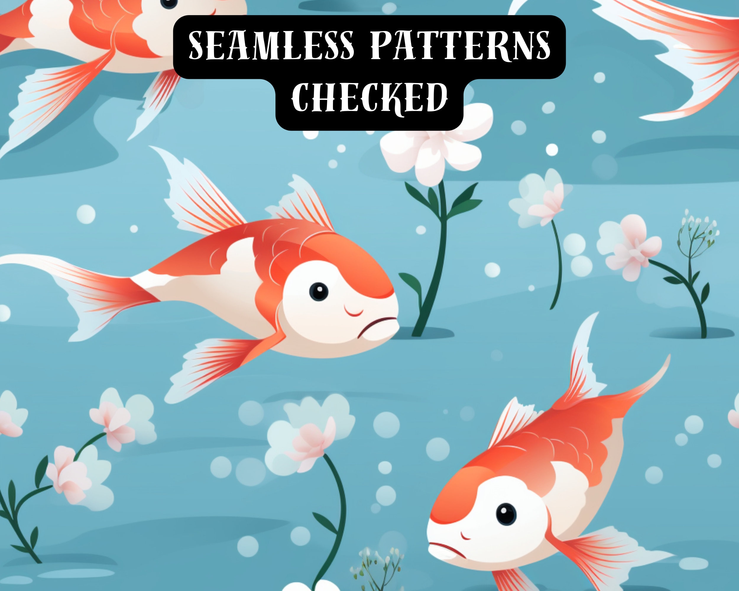 Watercolor Koi & Goldfish Patterns Colorful Fish for - Etsy