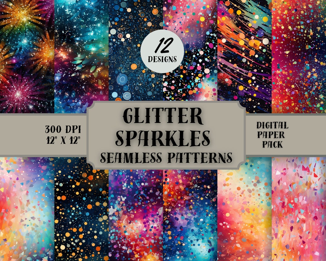 Bright Glitter Rainbow Sparkle Papers, Glitter Planner, JPEG Glitter ...