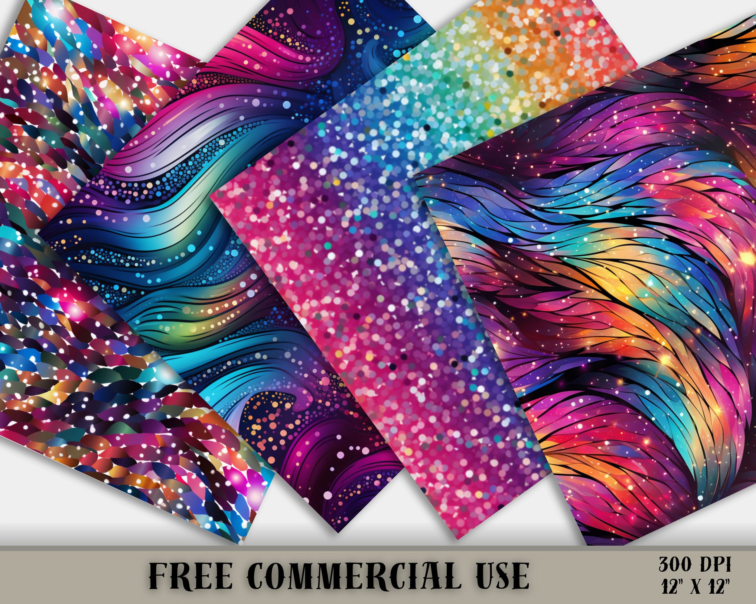 Rainbow Glitter Digital Papers, Printable Glitter, Bright Glitter ...