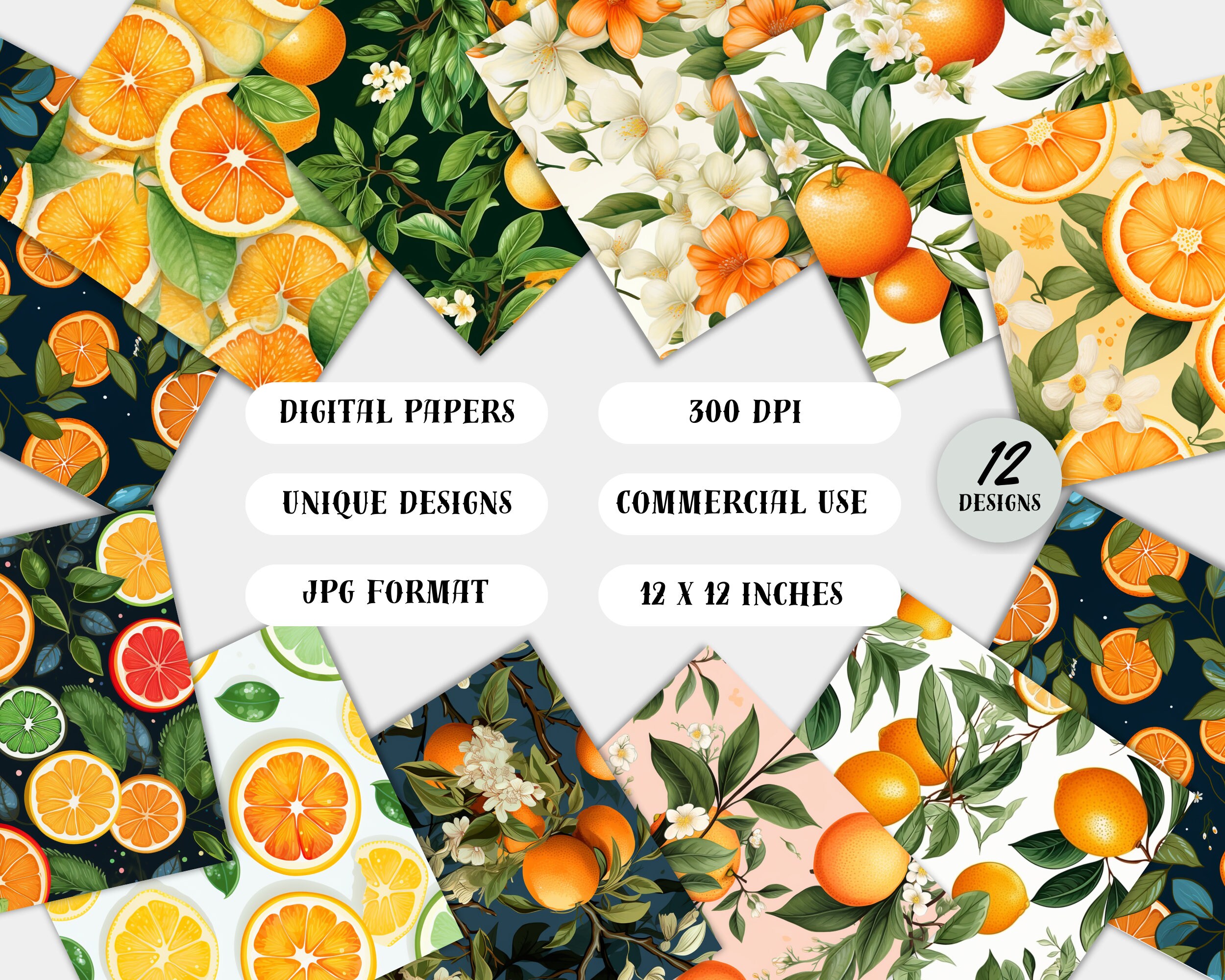 Oranges Digital Paper Orange Scrapbook Papers Watercolor - Etsy