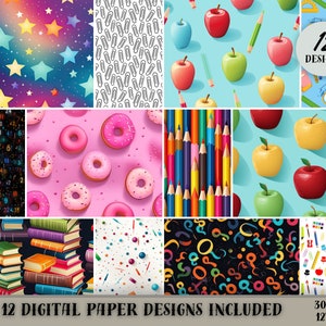 Back to School Digital Papers, Teacher Patterns, Back to School Pattern ...