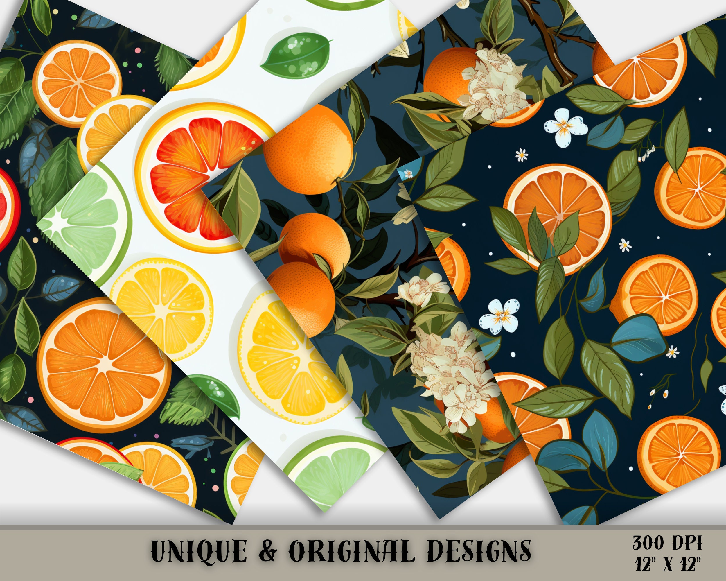Oranges Digital Paper, Orange Scrapbook Papers, Watercolor Orange ...