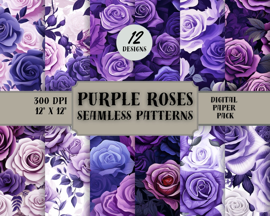 Purple Roses Digital Papers, Violet, Purple , Lavender and Lilac Rose ...