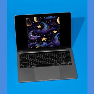 Starry Night Sky Digital Paper, Galaxy Digital Paper With Moon ...