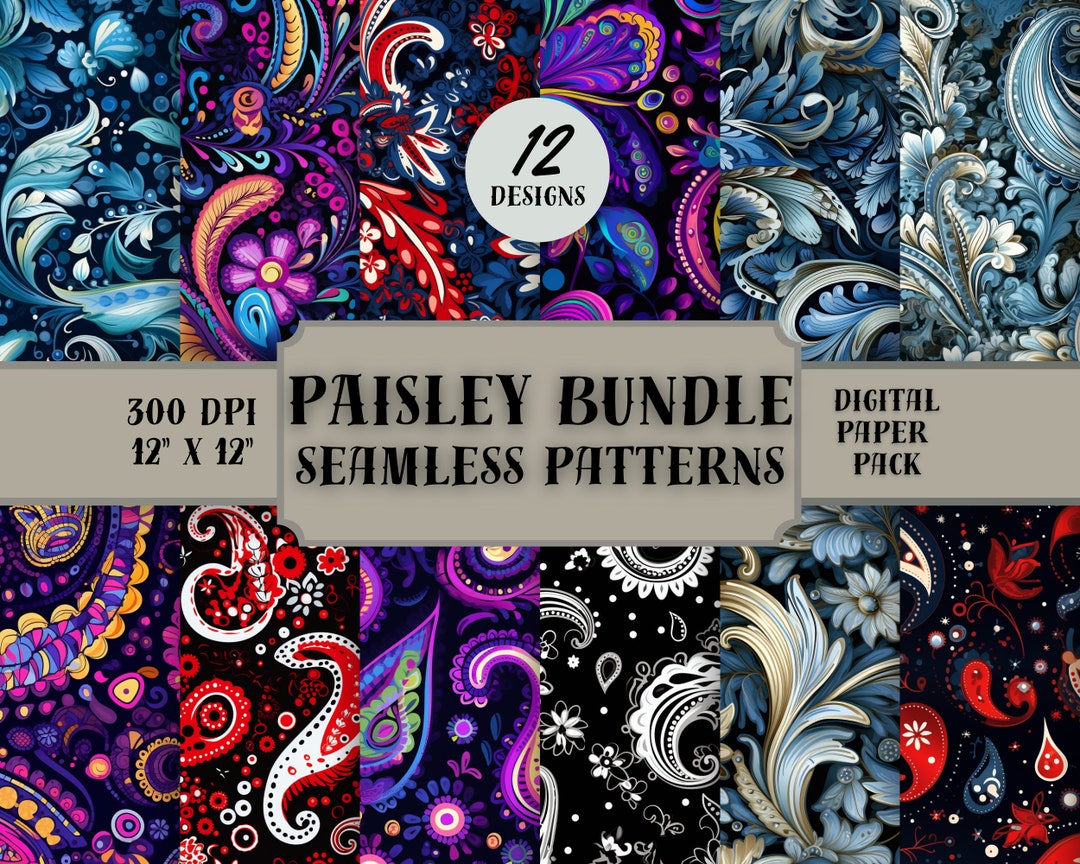 Paisley Bandana Bundle Paisley Indian Bandana Seamless - Etsy
