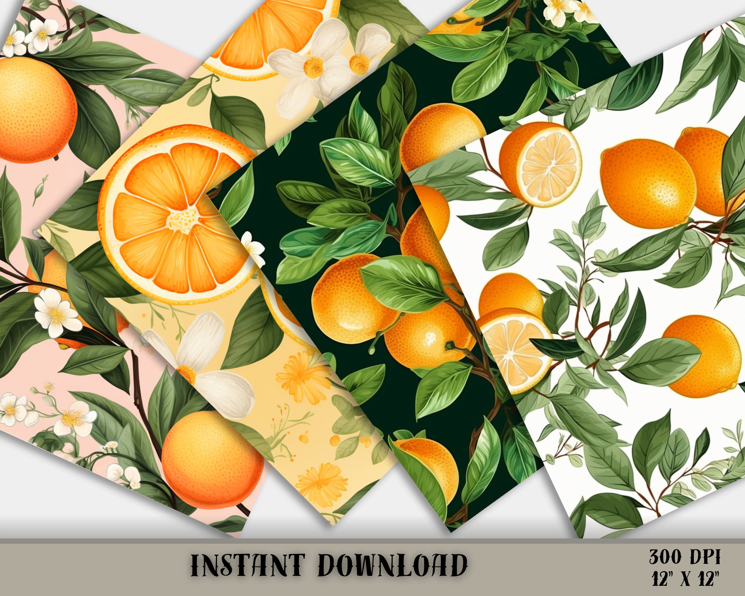 Oranges Digital Paper, Orange Scrapbook Papers, Watercolor Orange ...