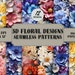 3D Floral Digital Papers, Seamless Patterns, Commercial Use, 12 Designs ...